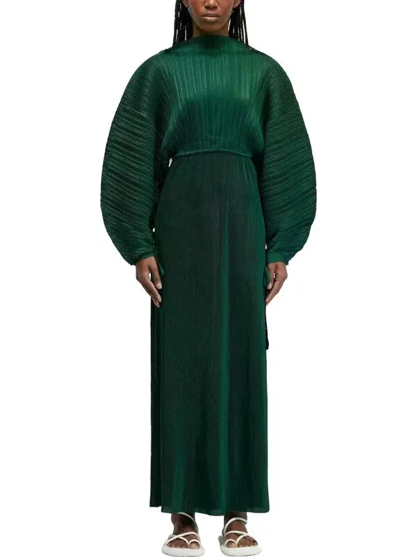 OSKLEN Pleated Long Raglan Dress - Green