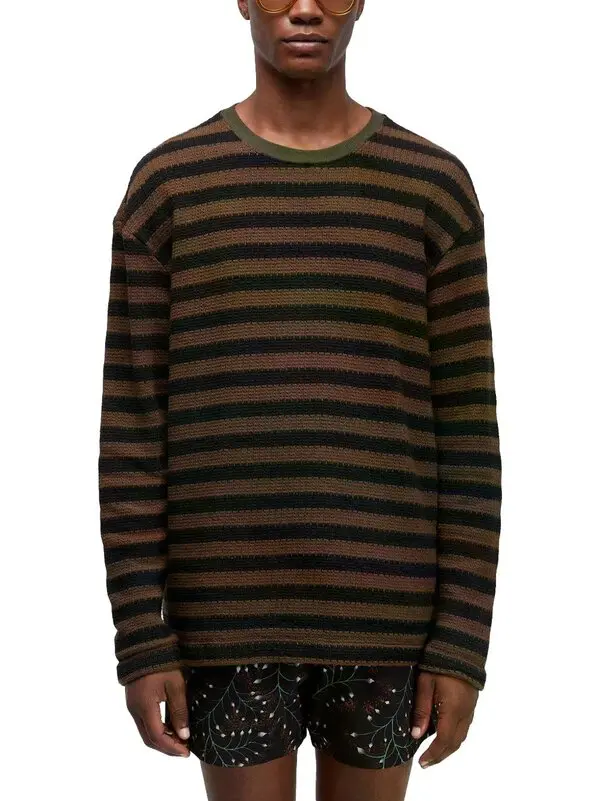 OSKLEN Striped Pullover Sweater - Brown