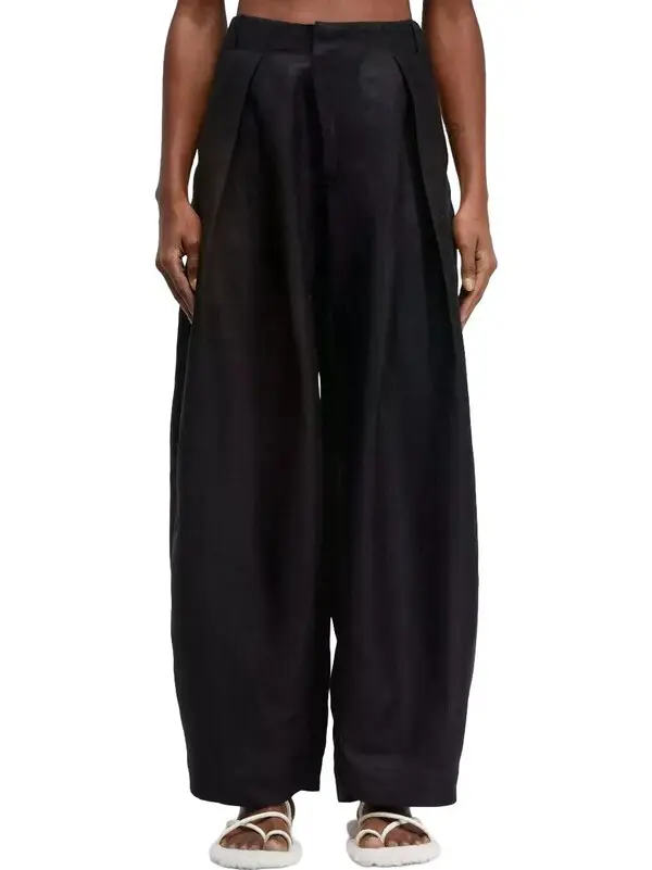 OSKLEN Pleated Wide-leg Trousers - Black