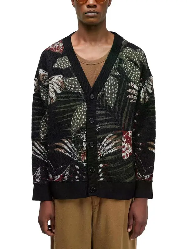 OSKLEN Jacquard Botanique Cardigan - Black