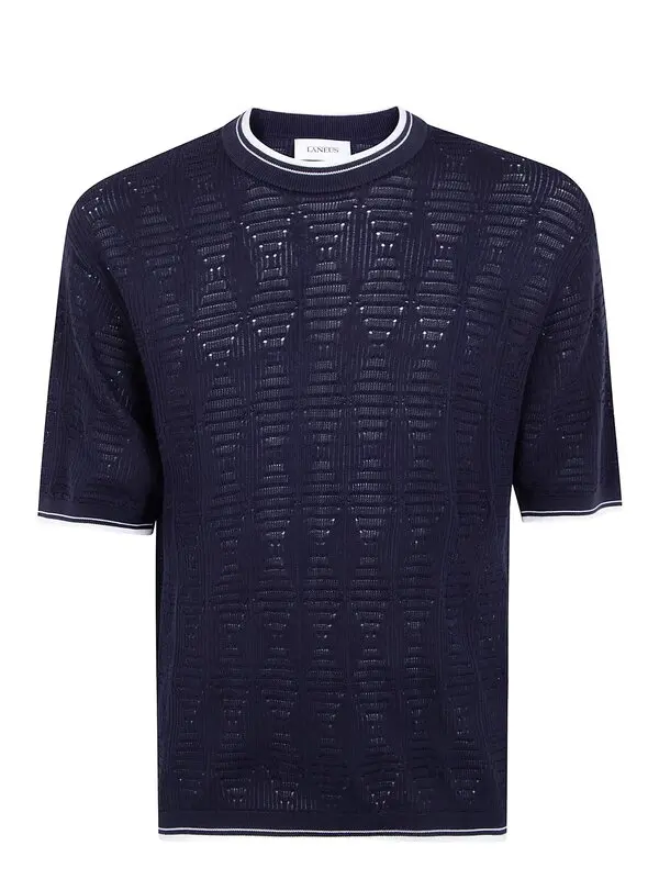 LANEUS Knitted T-shirt - Blue