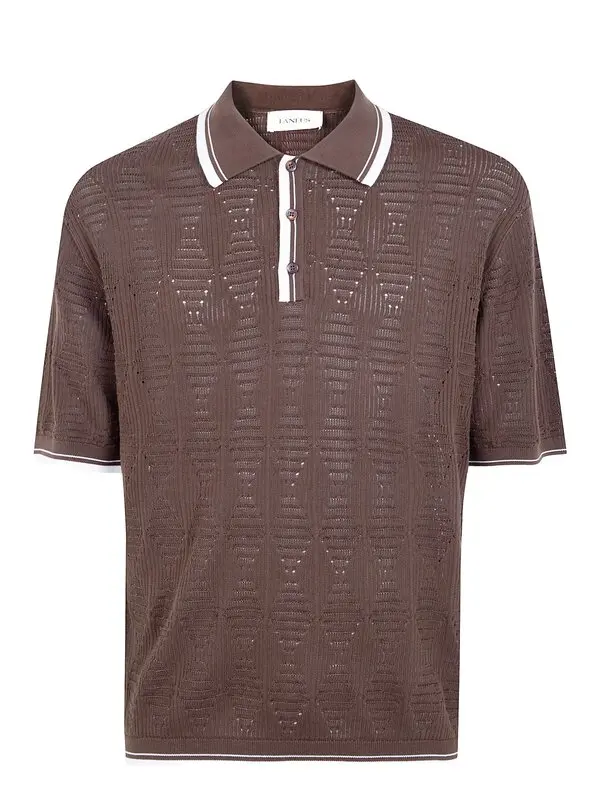 LANEUS Knitted Polo - Brown