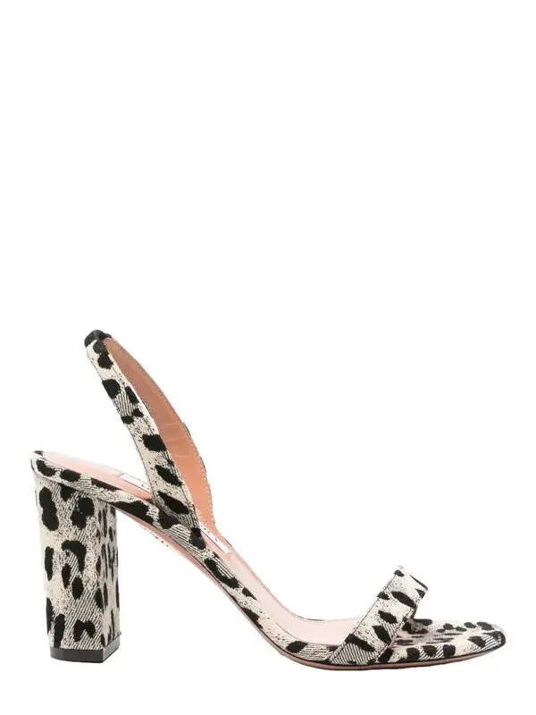 AQUAZZURA So Nude Sahara Jacquard Block Heel Sandal 85 - Gray