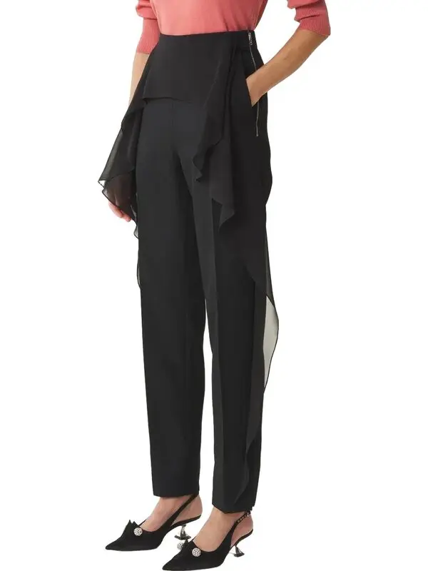 LANVIN Trousers With Ruffles - Black