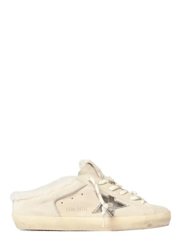 GOLDEN GOOSE Super-star Suede Upper Laminated Star Shearling Lining - Seedpearl/platinum