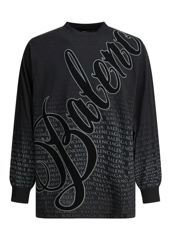 Balenciaga Crew Neck T Shirt With Print - Black