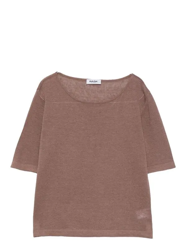 BASE Linen And Cotton Blend Sweater - Brown