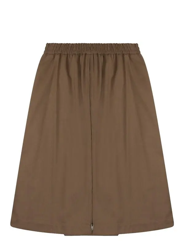 GOLDEN GOOSE Midi Skirt With Zip Closure - Brown