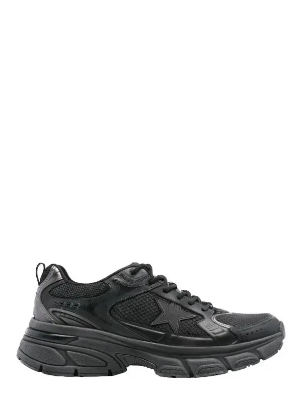 GOLDEN GOOSE Lightstar Net And Leather Sneakers - Black