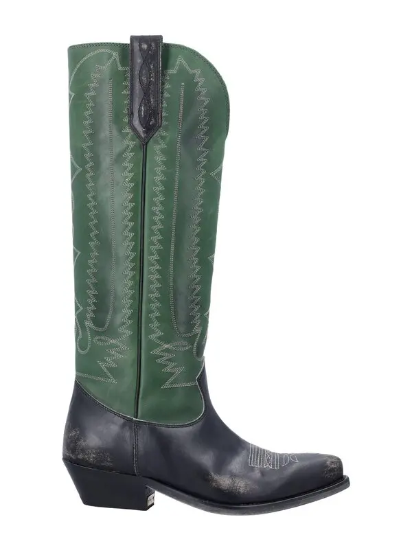 GOLDEN GOOSE Wish Star High Boots - Green Black