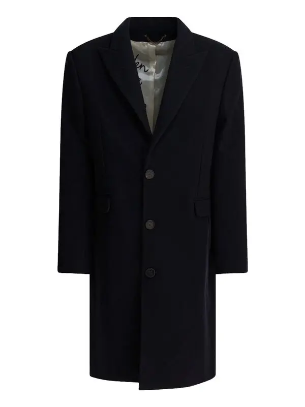 GOLDEN GOOSE Single-breasted Wool Coat - Blue