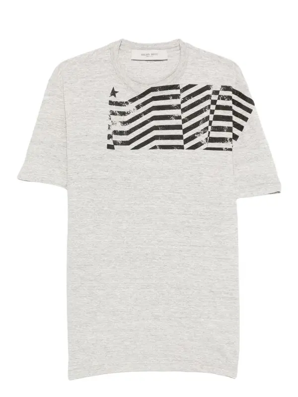 GOLDEN GOOSE Printed Cotton T Shirt - Grey