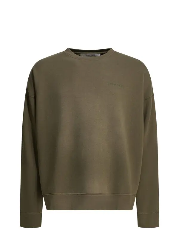GOLDEN GOOSE Crewneck Sweatshirt With Logo Embroidery - Green