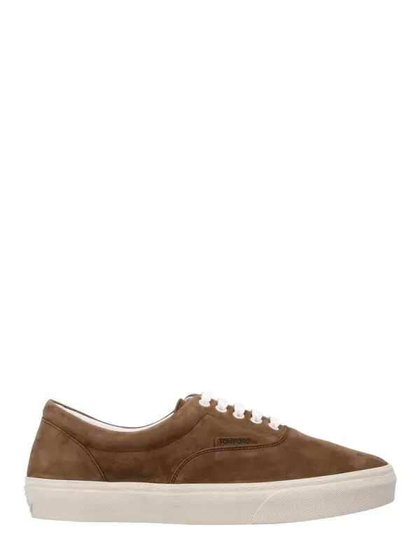 TOM FORD Low-top Suede Sneakers - Olive Brown