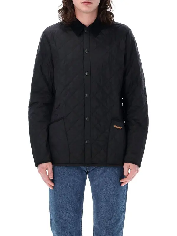 Barbour Quilted Jacket With Corduroy Collar - Black