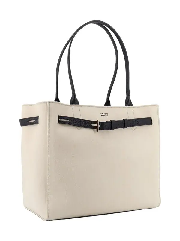 TOM FORD Audrey Medium Canvas Tote - Beige