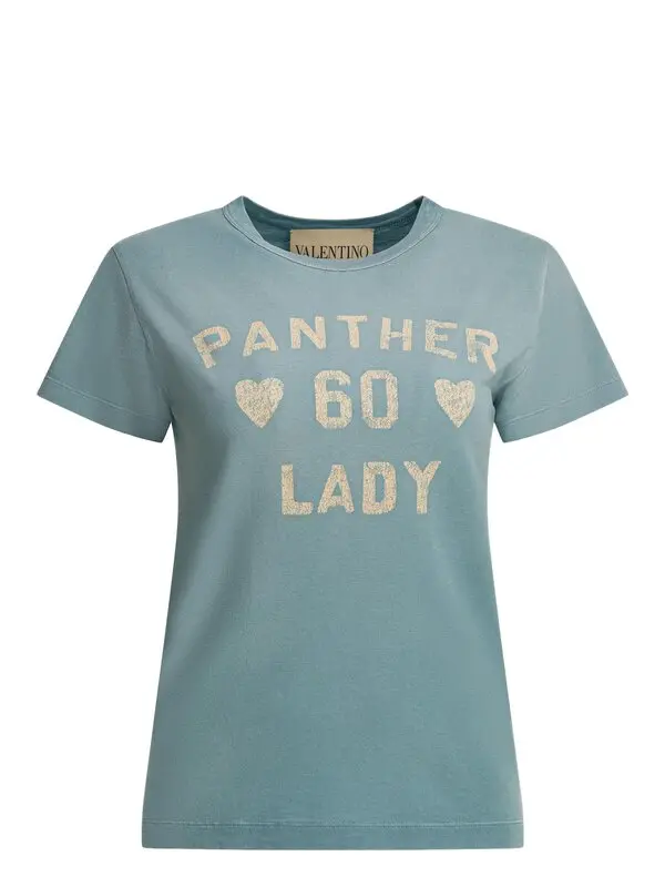 Valentino Garavani Panther Lady Crewneck T-shirt - Light Blue
