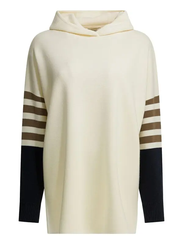 Max Mara Virgin Wool Hooded Sweater - White