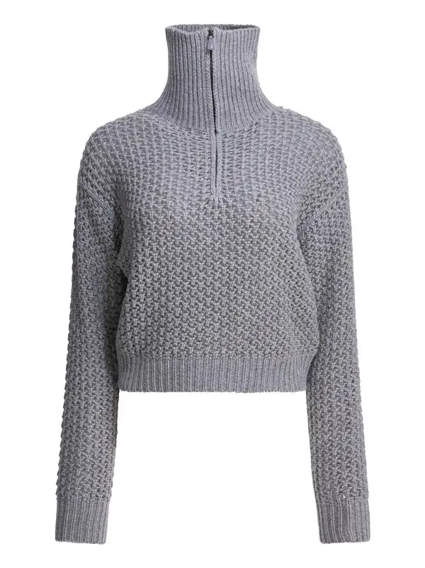 Max Mara Wool Blend Half-zip Sweater - Grey