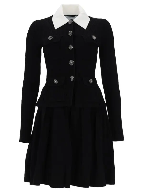 SELF-PORTRAIT Mini Dress With Contrasting Collar - Black