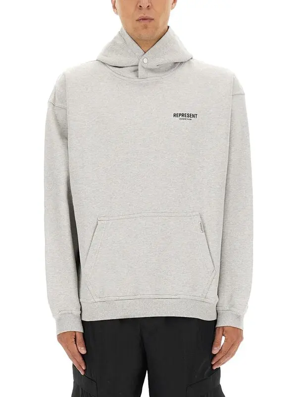 REPRESENT Hooded Cotton Sweatshirt - Grey