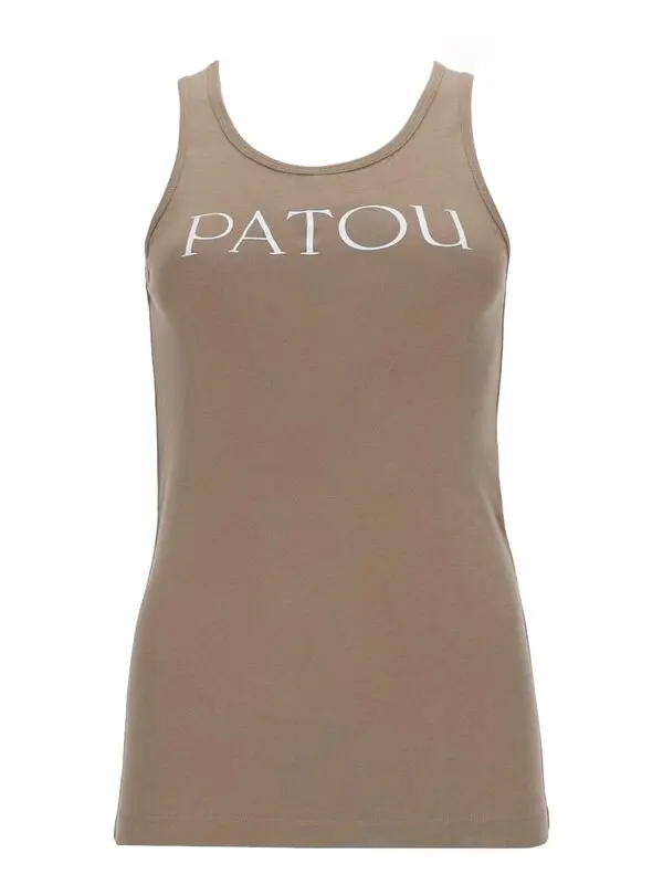 PATOU Logo Print Tank Top - Beige