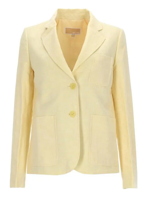 Michael Kors Single-breasted Linen-blend Blazer - Yellow