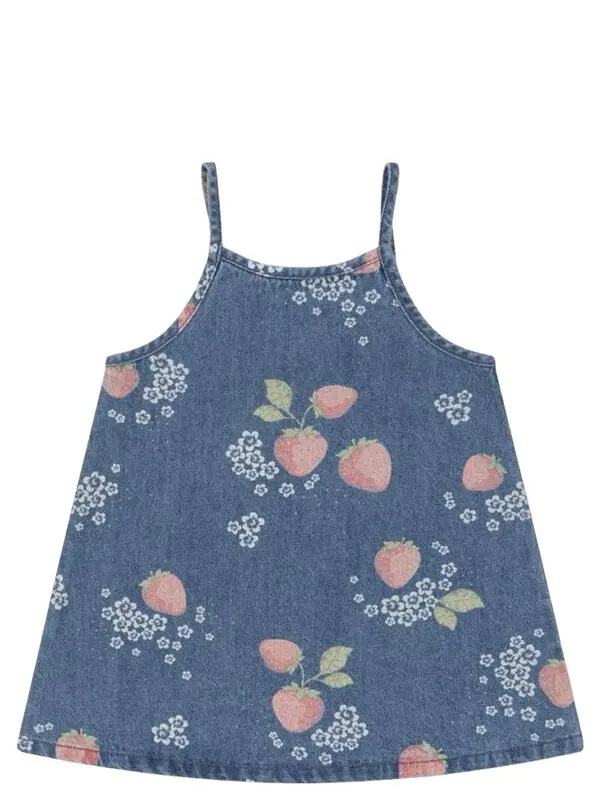 KONGES SLØJD Sleeveless Strawberry Print Dress - Blue