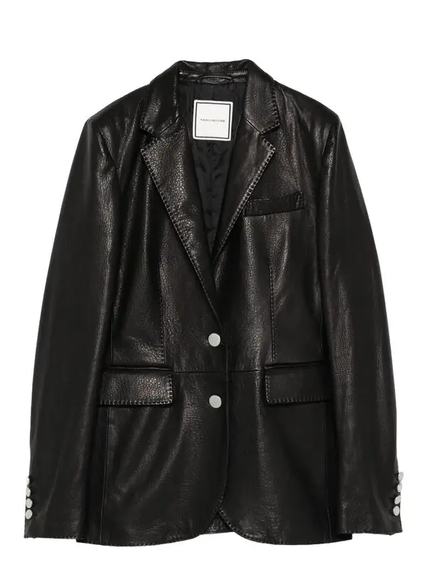 Tagliatore Leather Blazer - Black