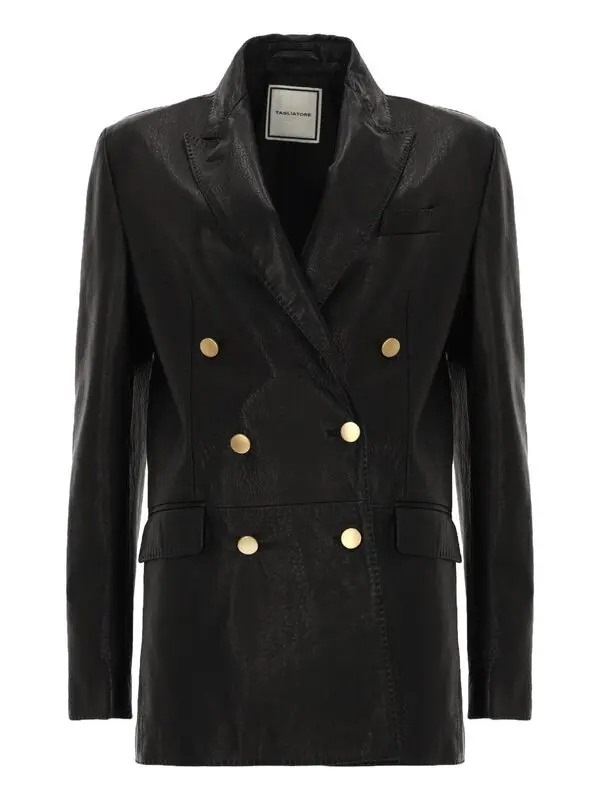 Tagliatore Leather Blazer - Black