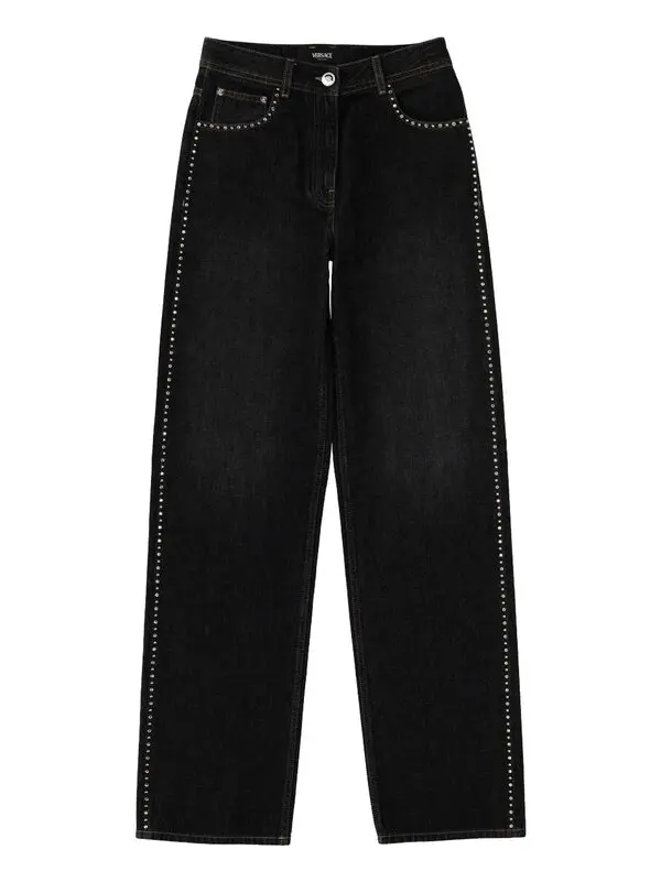 Versace Jeans With Studs And Crystals - Black