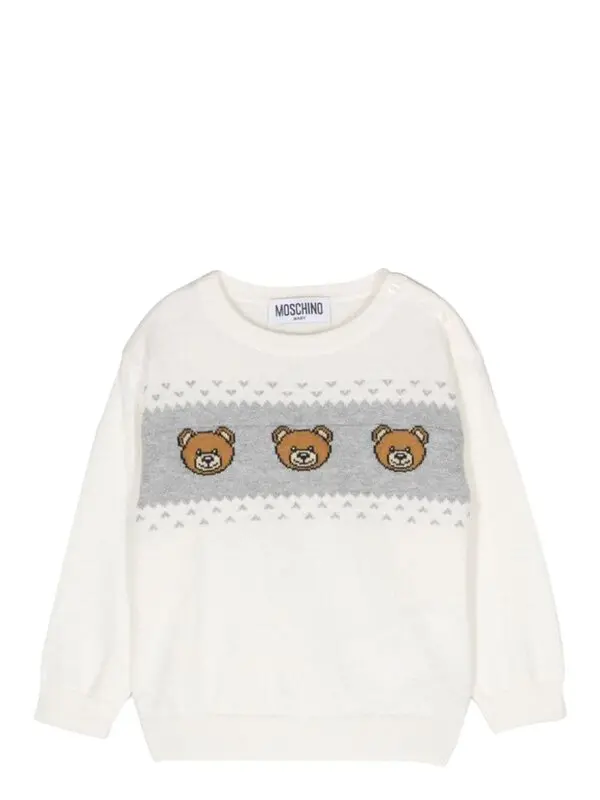 Moschino Teddy Bears Crew Neck Pullover - White