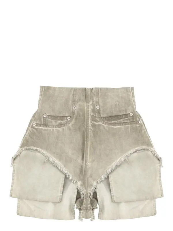 Rick Owens Dirt' Shorts With Frayed Hem - Beige