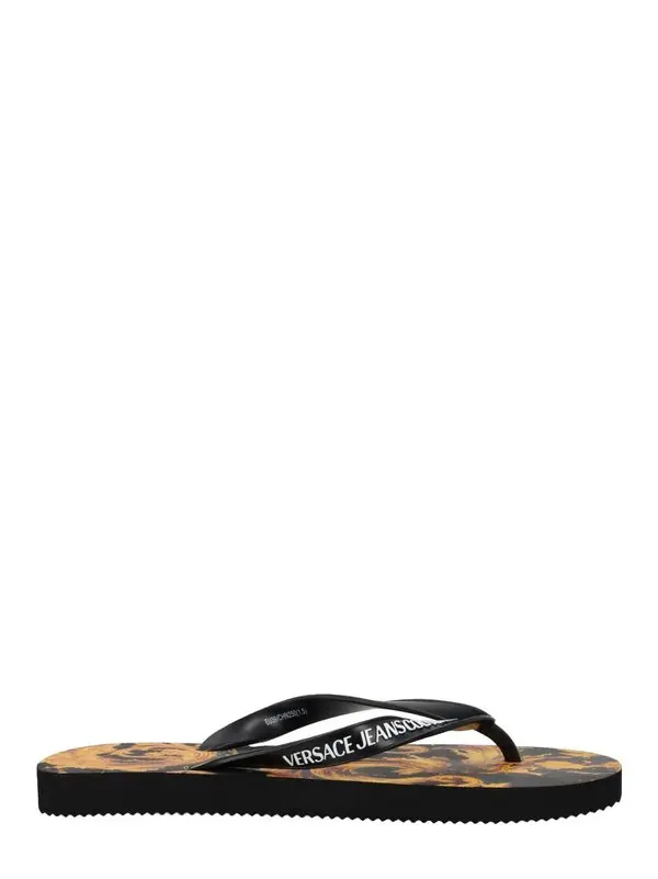 Versace Logo Thong Sandal - Black