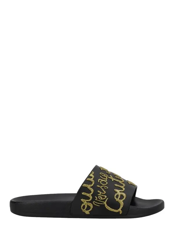 Versace Slides With Logo - Black