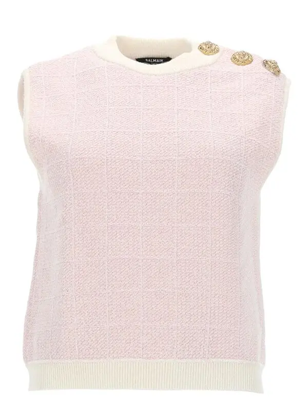 Balmain Sleeveless Top With Jewel Buttons - Pink