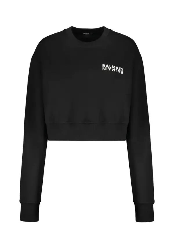 Balmain Cropped Logo Sweatshirt - Black