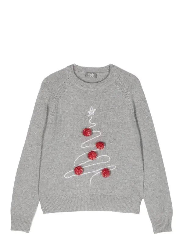 IL GUFO Christmas Tree Choker Pullover - Grey