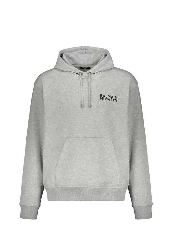 Balmain Logo Motif Hoodie - Gray
