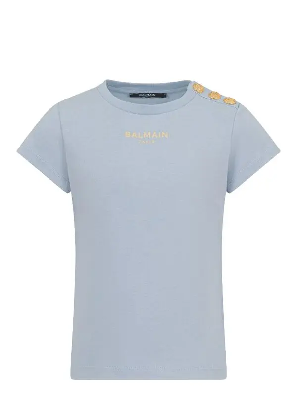 Balmain T-shirt With Logo - Baby Blue