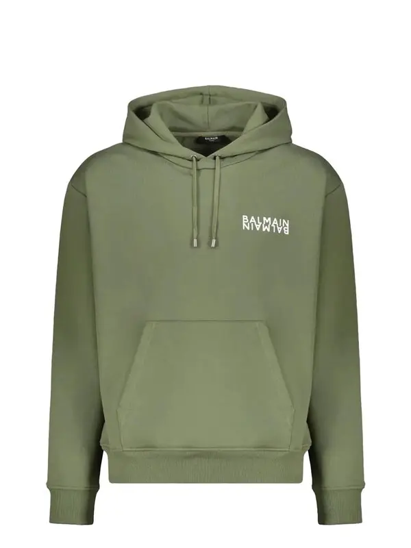 Balmain Logo Motif Hoodie - Green