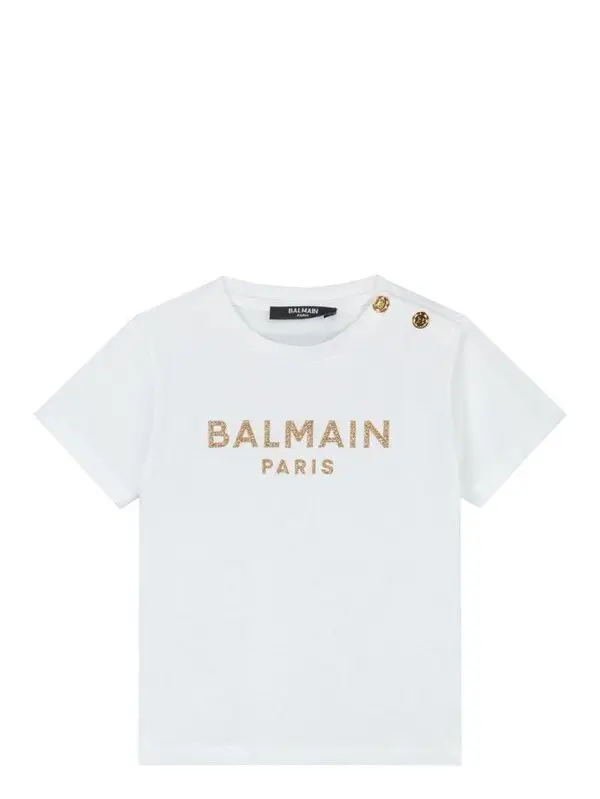 Balmain T-shirt With Logo And Buttons - White