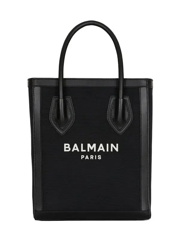 Balmain Leather-trimmed Canvas Tote Bag - Black