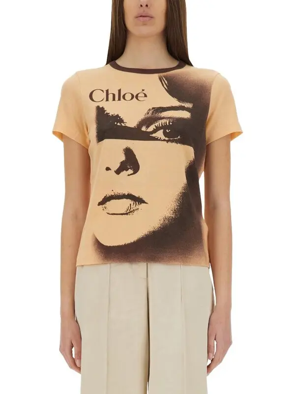 Chloé Cotton Jersey Logo T-shirt - Nude