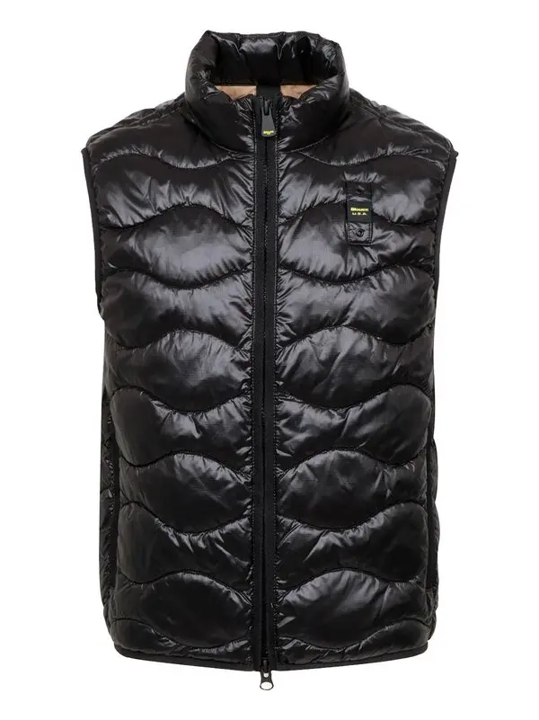 BLAUER. Technical Checkered Vest - Nero+beige