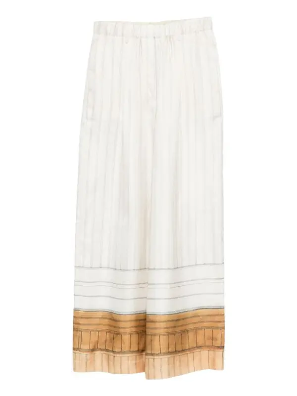ALYSI Striped Silk Pants - White