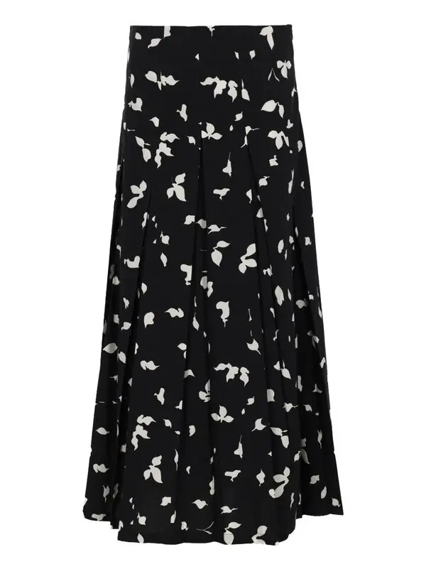 ALYSI Printed Cotton Skirt - Black