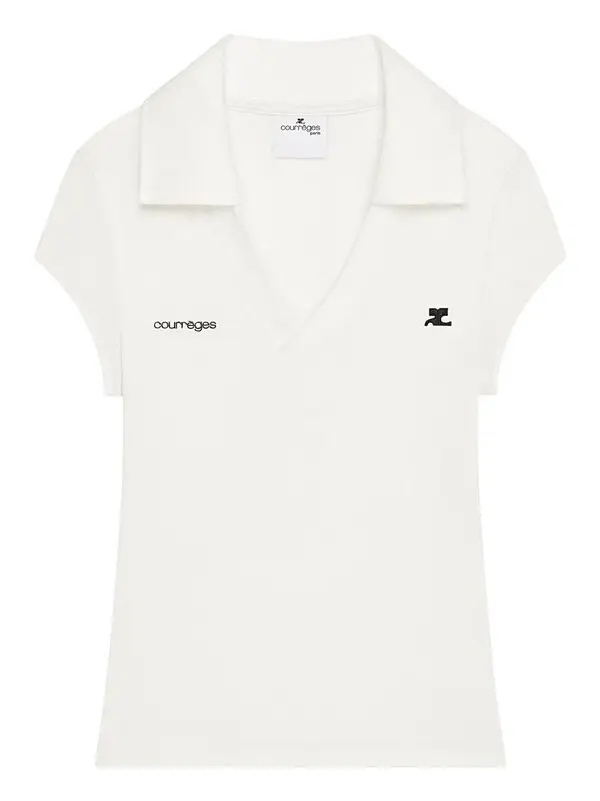 COURREGES Cropped Sports Polo - White