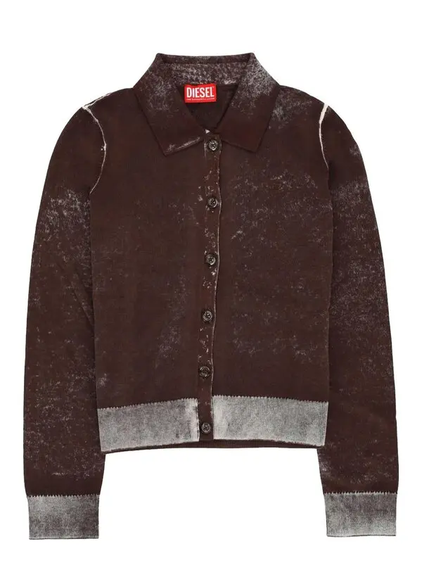 DIESEL® Regular Fit Cotton Cardigan - Brown