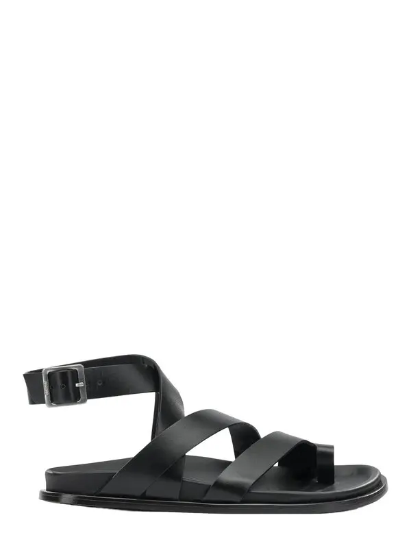 ALOHAS Leather Low Sandals - Black